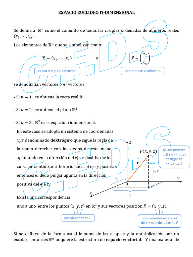 01 - Repaso-Espacio Euclídeo N Dim - Av | PDF | Base (álgebra lineal) | Espacio vectorial