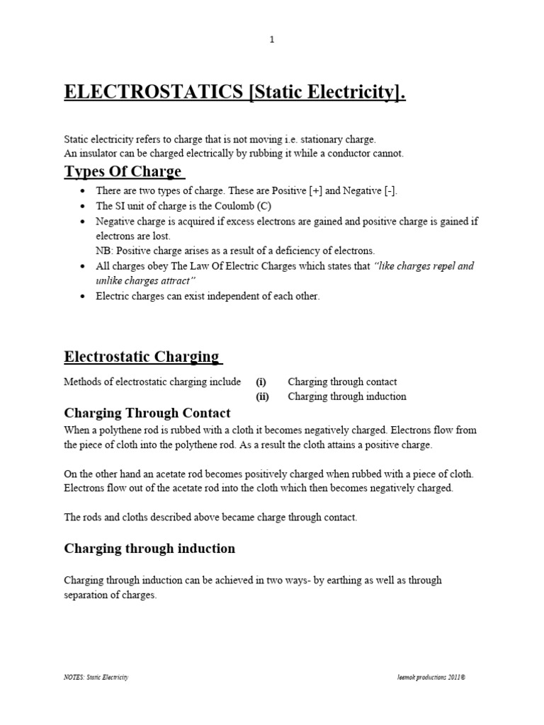 EM1; Electrostatics | PDF | Electric Charge | Electricity