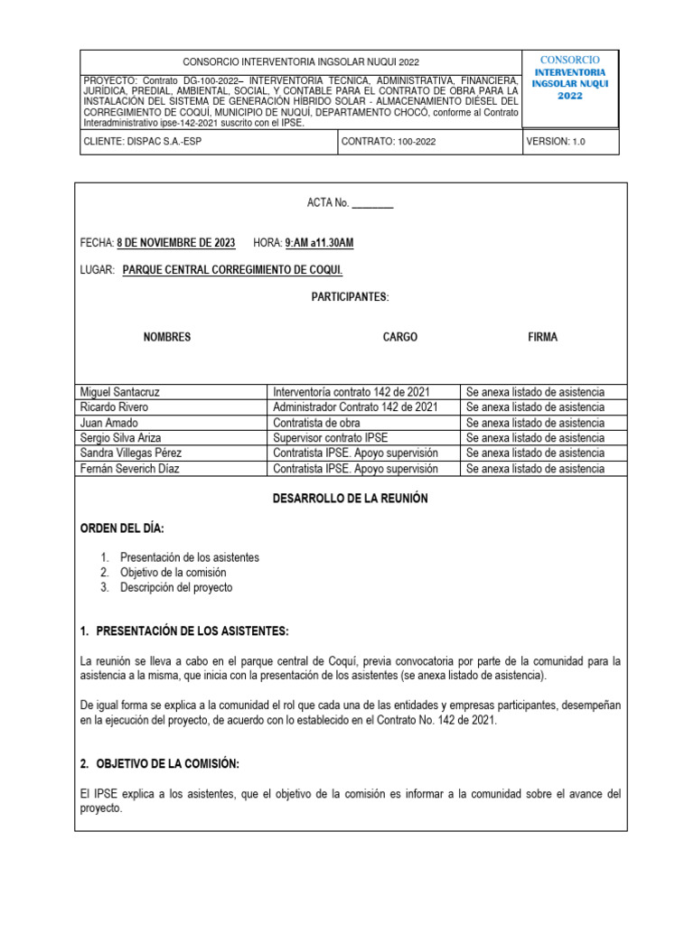 Formato Acta Nuqui-Dg-100-2022-09082022 | PDF | Business Formato Acta Nuqui-Dg-100-2022-09082022 | PDF | Business
