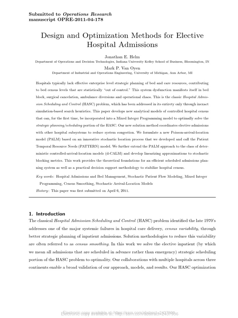 SSRN Id2437936 | PDF | Hospital | Simulation