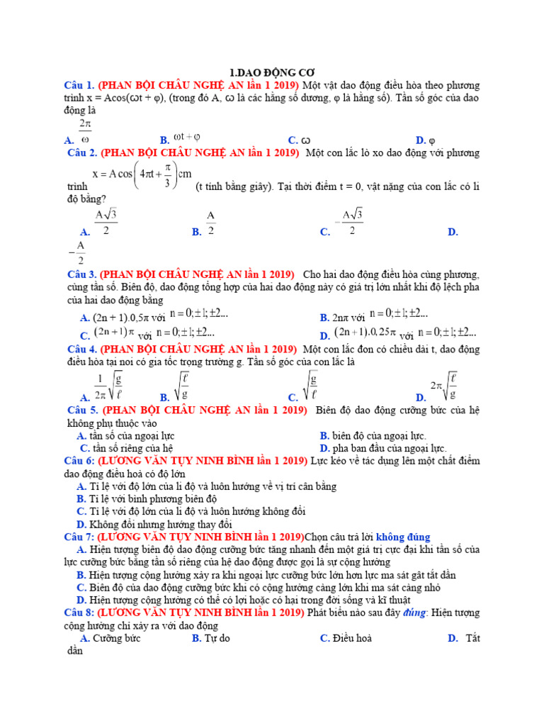 1. Dao động cơ | PDF