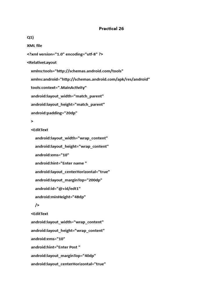 Practical 26 Pdf Android Operating System Java Programming Language