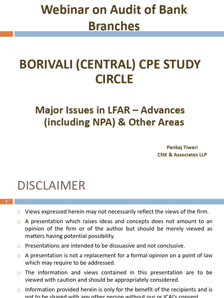 Major Issues in LFAR Practical Aspect MOC | PDF | Reserve Bank Of India ...