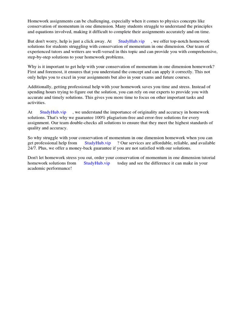 Conservation of Momentum in One Dimension Tutorial Homework Solutions | PDF | Momentum | Force