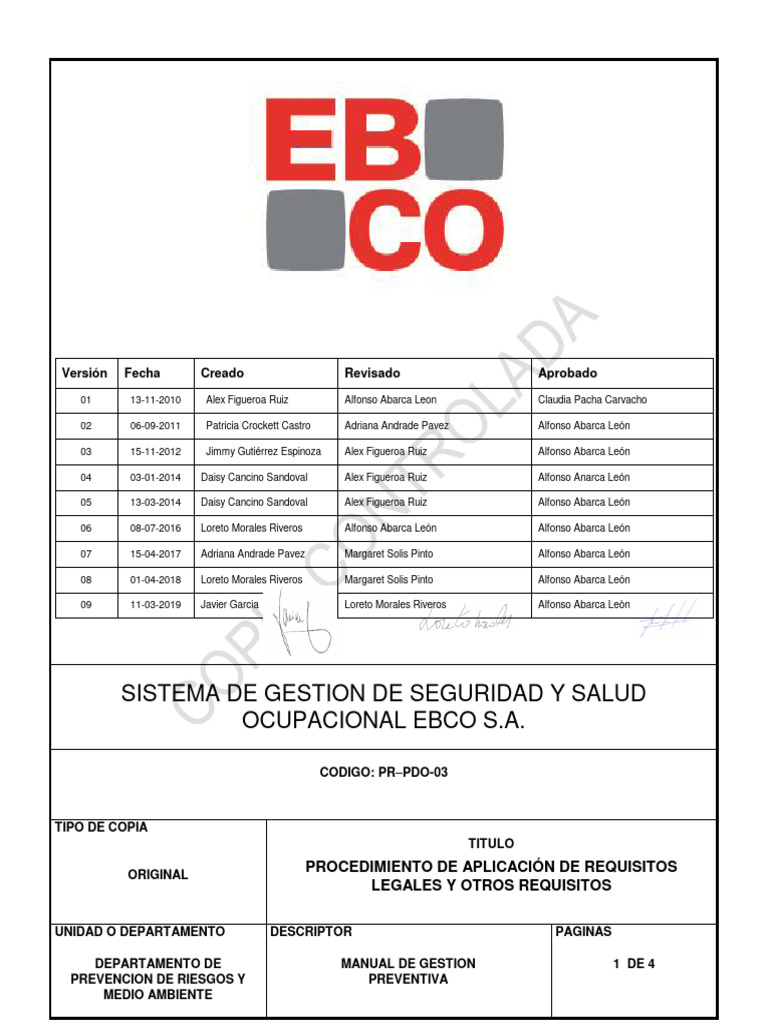 Pr-Pdo-03 Versión 9 - Requisitos Legales | PDF | Seguridad y salud ocupacional