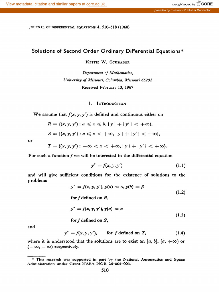 Solutions of Second Order Ordinary Differential Equations | PDF | Equations | Function (Mathematics)