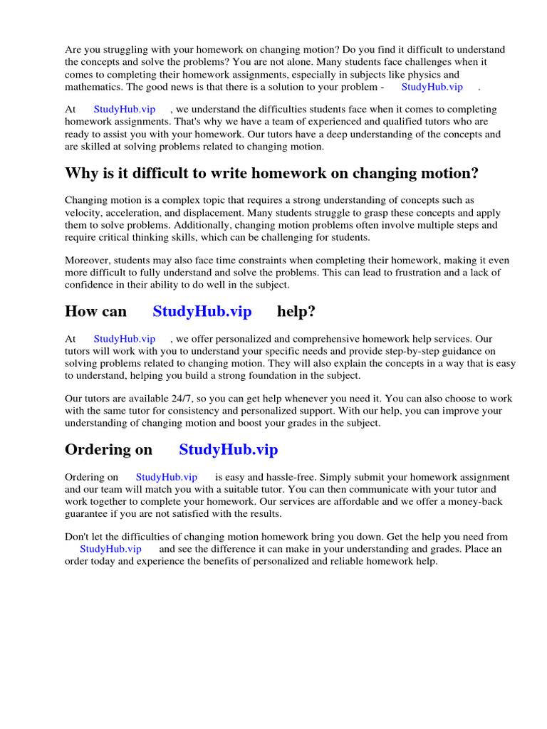 Homework Lab 2 Changing Motion Answers | PDF | Kinematics | Velocity