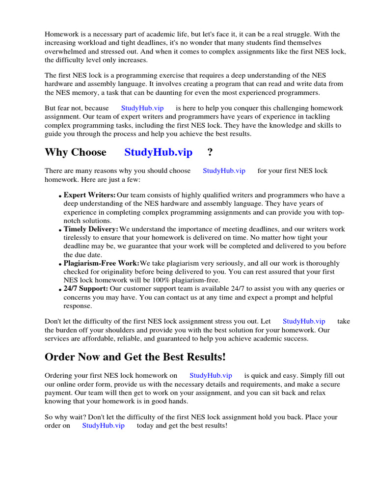 Homework First Nes Lock | PDF | E Bay