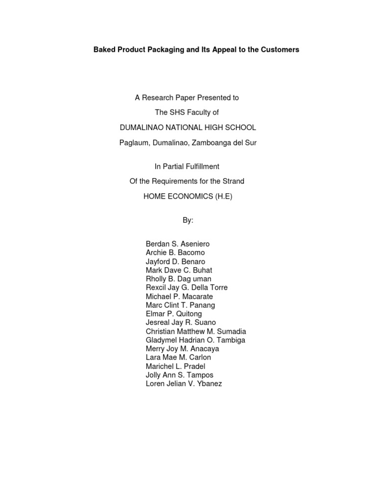 HE C Resilience - GROUP 2 - BAKED PRODUCT PACKAGING AND ITS APPEAL TO THE CUSTOMERS. | PDF ...