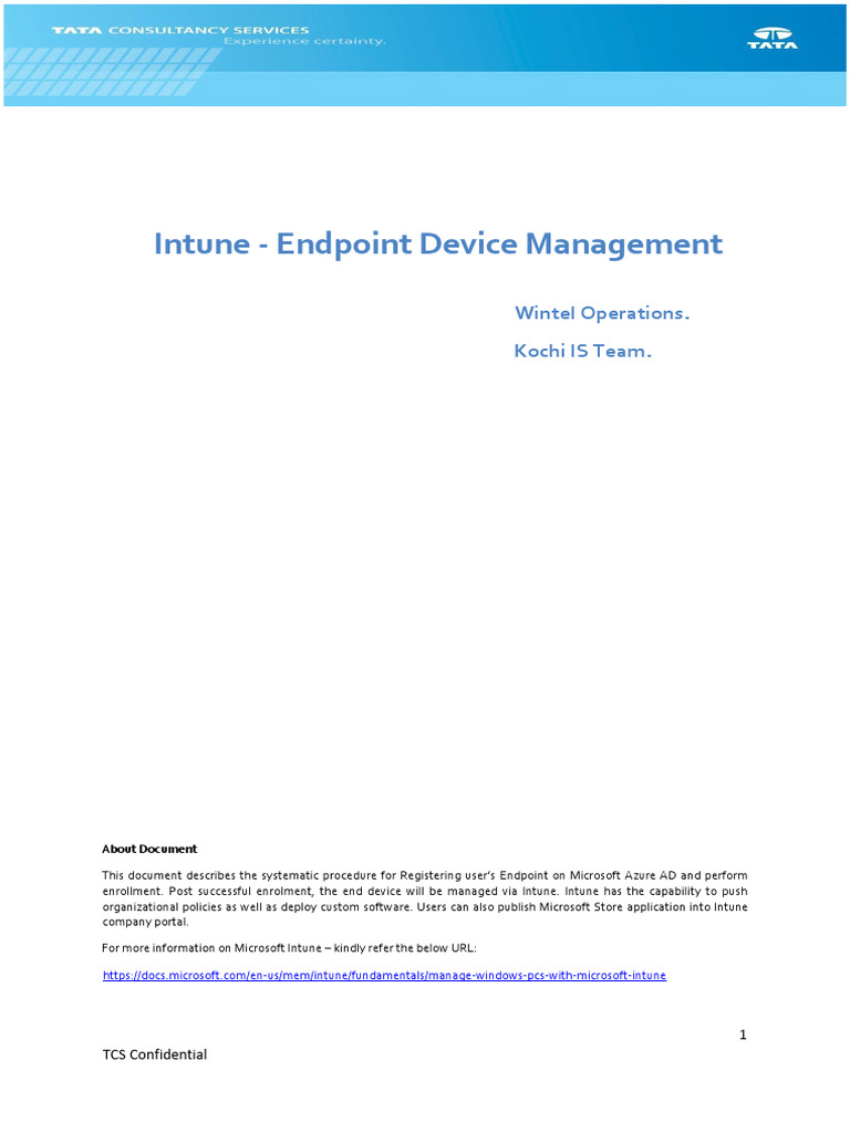 Step-by-Step Guide - End Point Device Management Via Intune-V14 | PDF ...