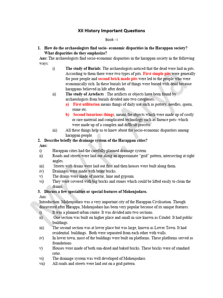 XII History Imp. Questions | PDF | Ashoka | Mahabharata