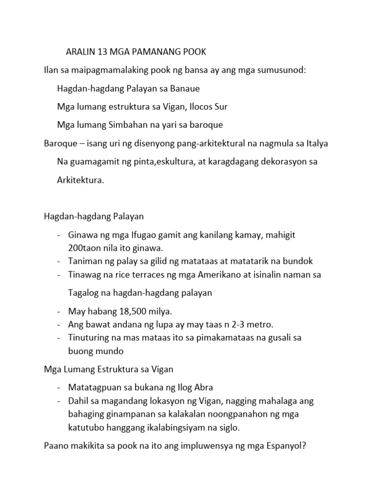 Aralin 13 Mga Pamanang Pook | PDF