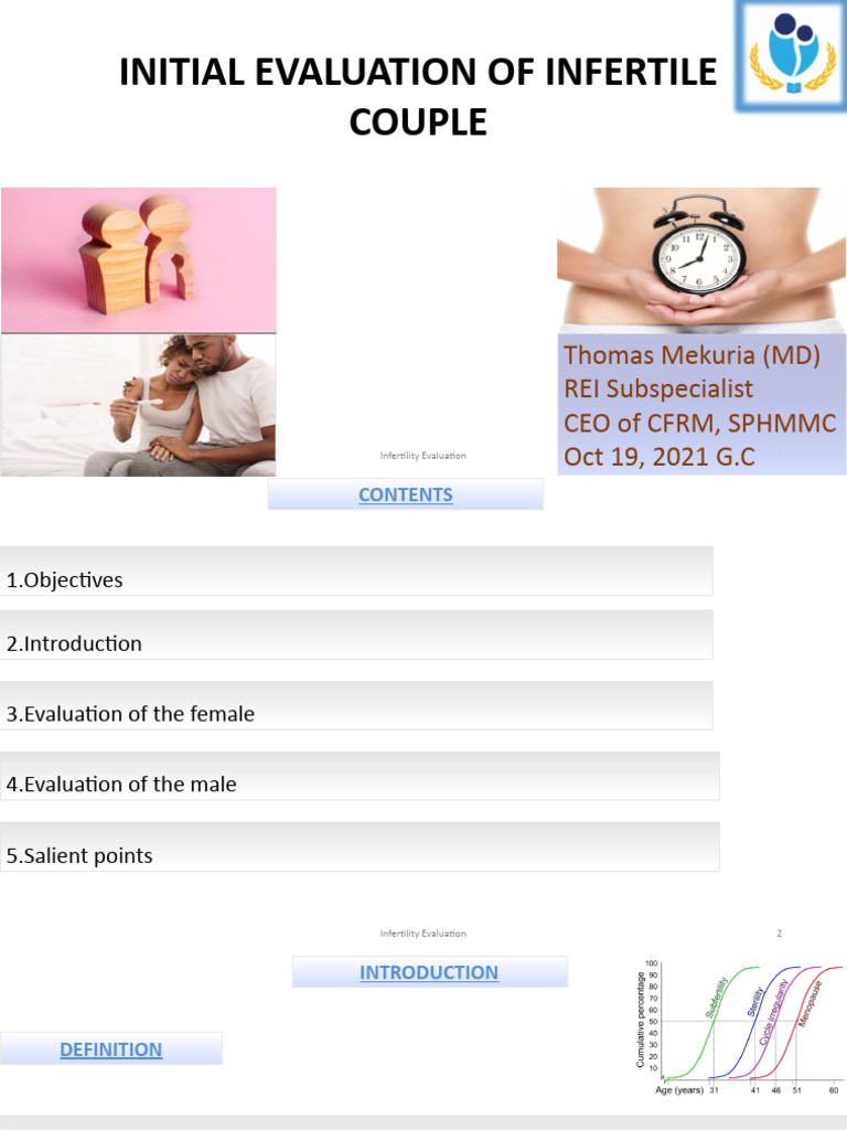 Evaluation of Infertile Couple | PDF | Infertility | Reproductive System