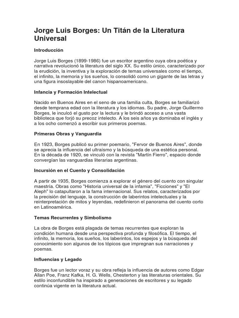 Borges: Maestro de la Literatura Universal | PDF