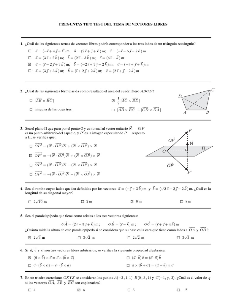 Test Vectores 16 Respuesta | PDF | Tetraedro | Triángulo