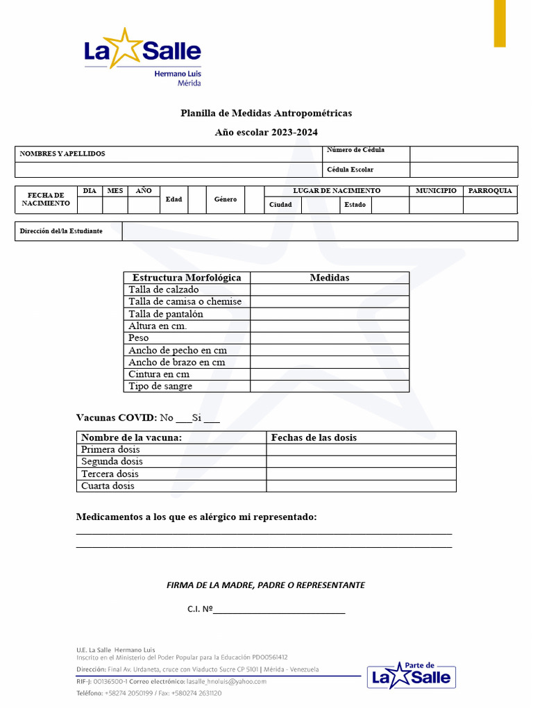 Planilla de Medidas Antropométrica (1) | PDF