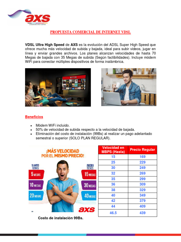 Propuesta Internet VDSL | Descargar gratis PDF | Telecomunicaciones