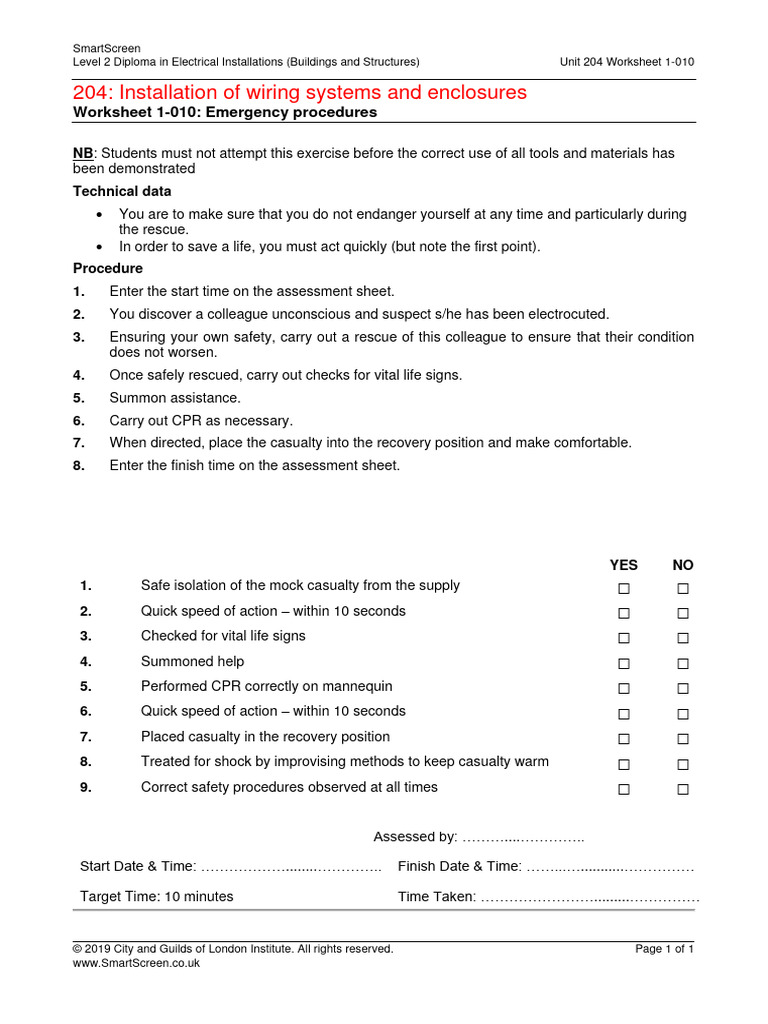 2365 02 l2 204 Worksheet 1 010 Mod | PDF | Safety