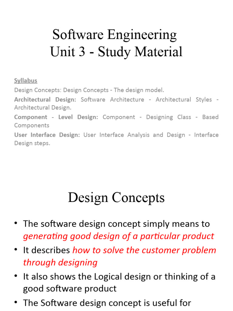 SE - Software Engineering - Unit3 - Study Material | PDF | Conceptual Model | Software