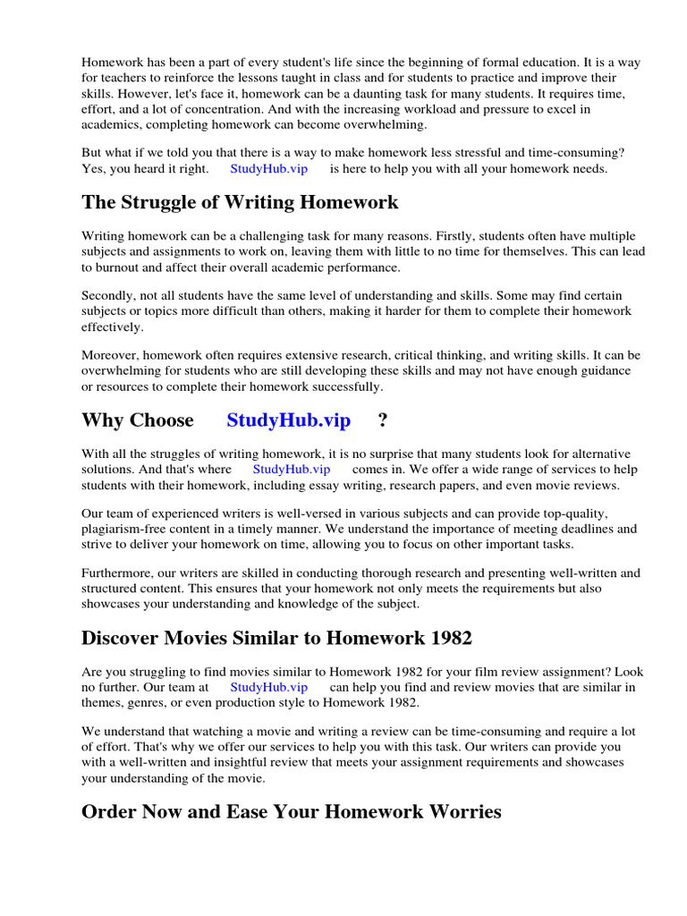 Movies Similar To Homework 1982 | PDF | Homework | Poster