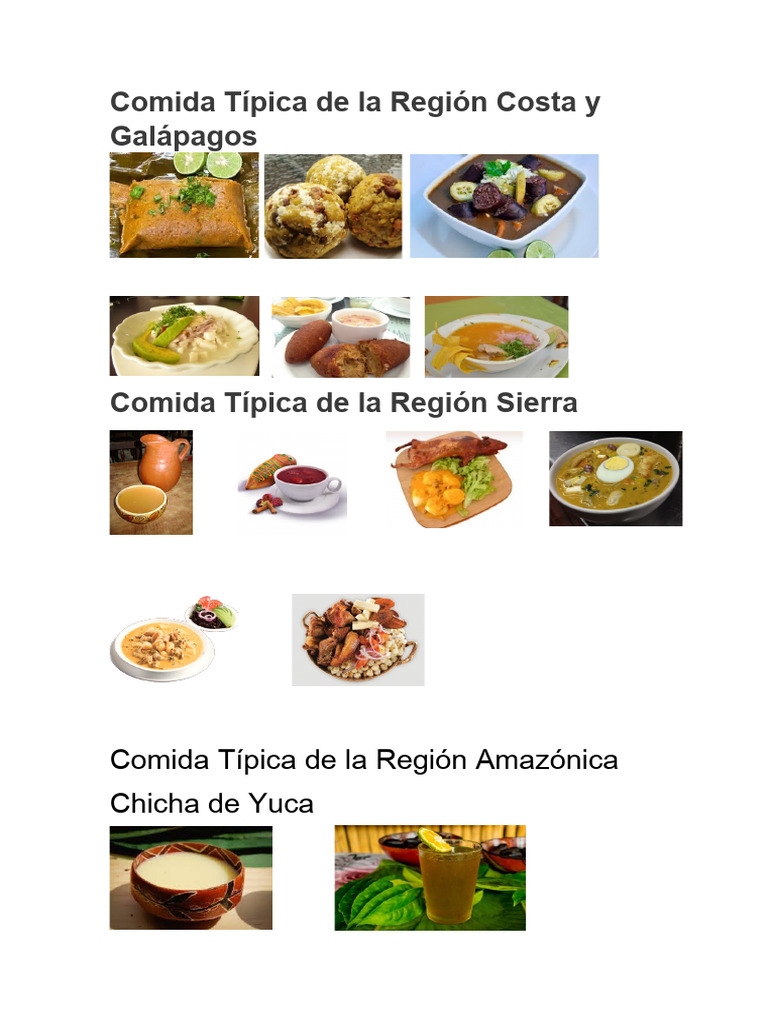 Comida Típica de La Región Costa y Galápagos | PDF