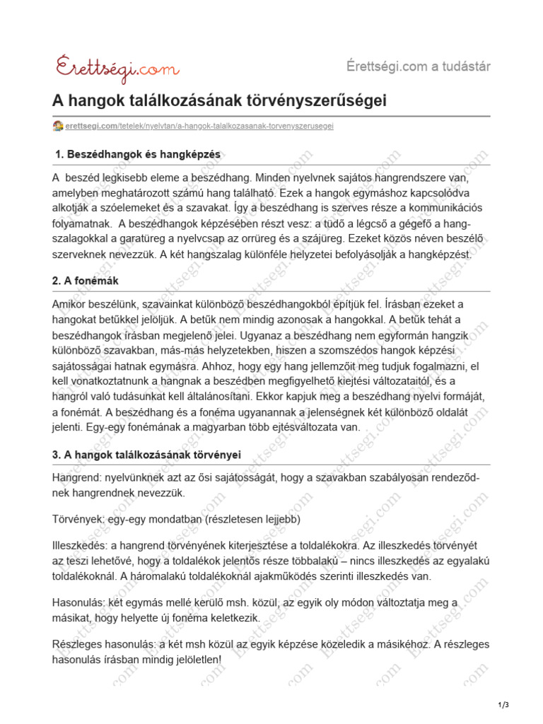 A Hangok Találkozásának Törvényszerűségei | PDF