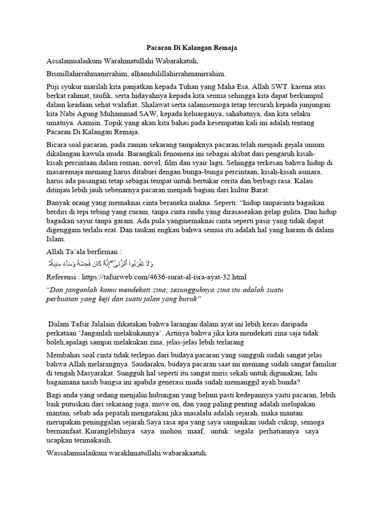 Pacaran Remaja: Perspektif Islam dan Budaya | PDF | Ilmu Sosial ...