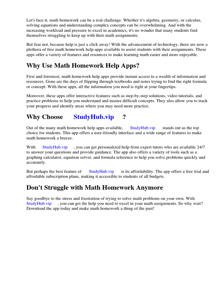 Free Math Homework Help Apps | PDF | Mathematics | Homework