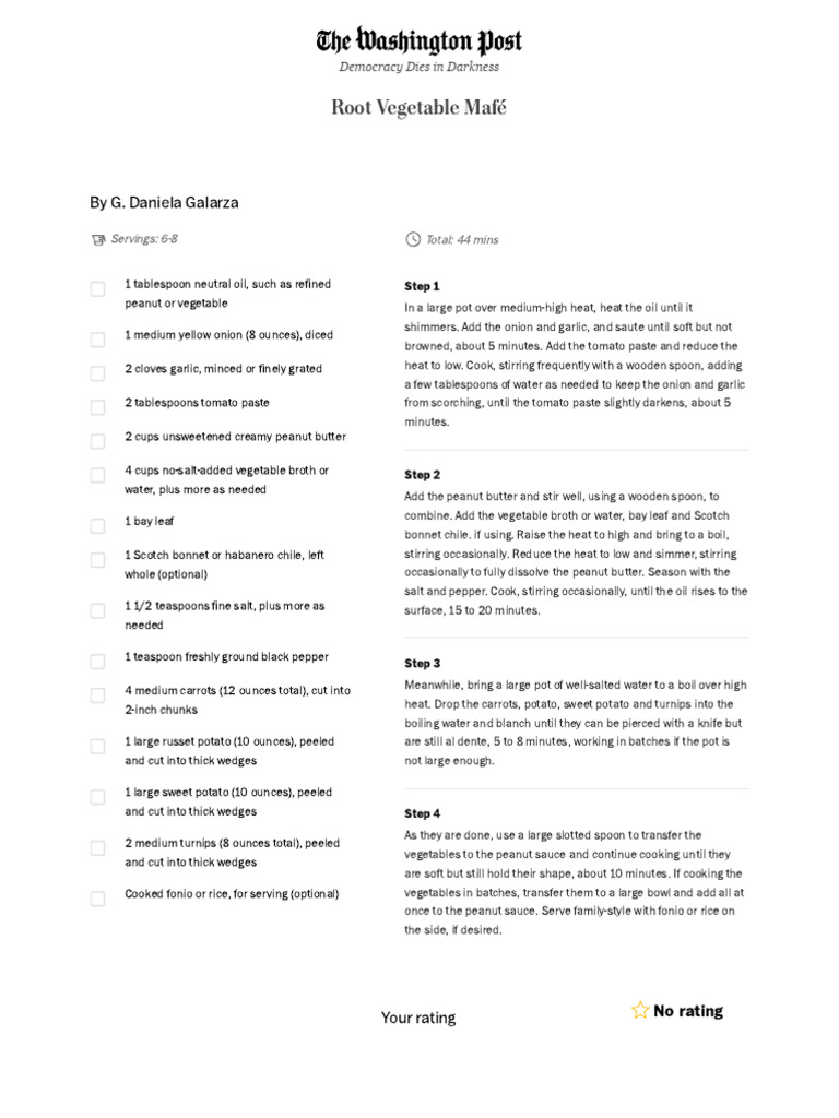 Root Vegetable Mafé Recipe - The Washington Post | PDF | Teaspoon | Spoon