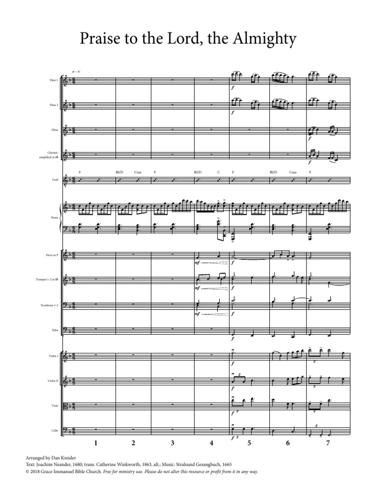 Praise To The Lord The Almighty - 01 - Full Score | PDF | Orchestras ...