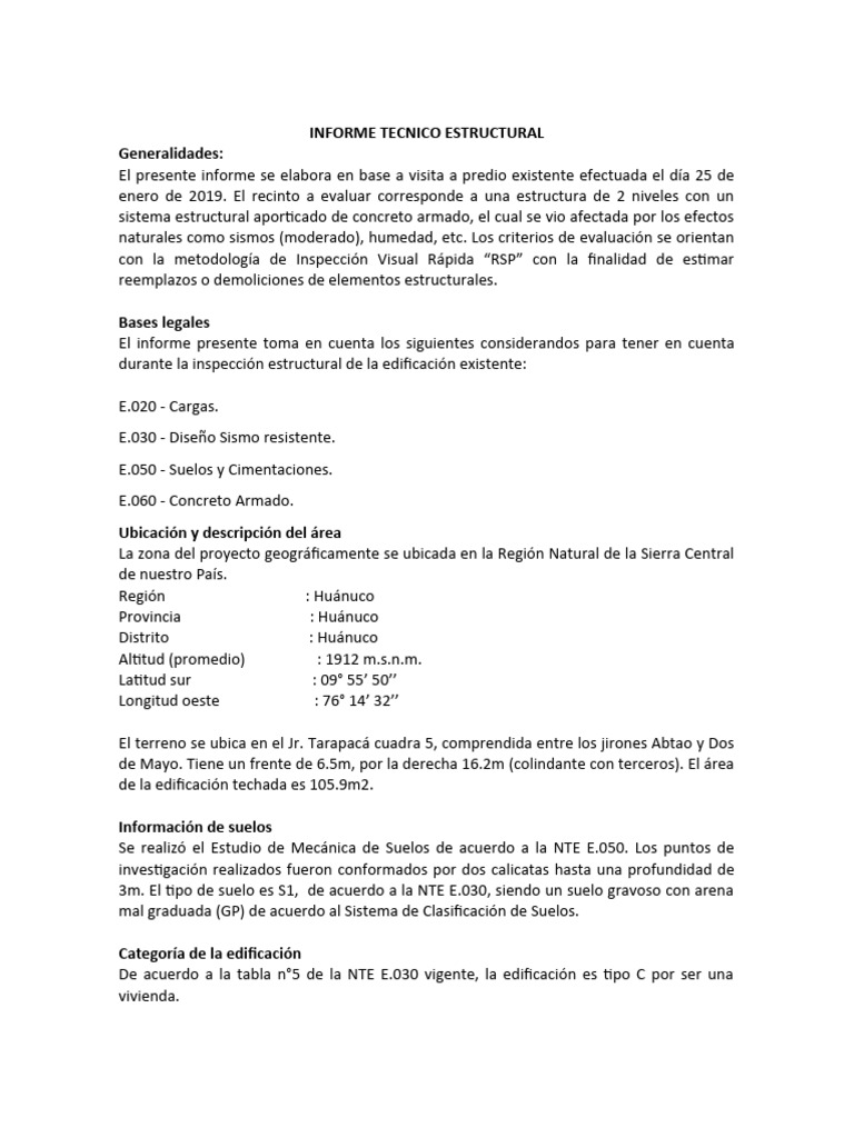 Informe Estructural 2019 | Descargar gratis PDF | Hormigón | edificio