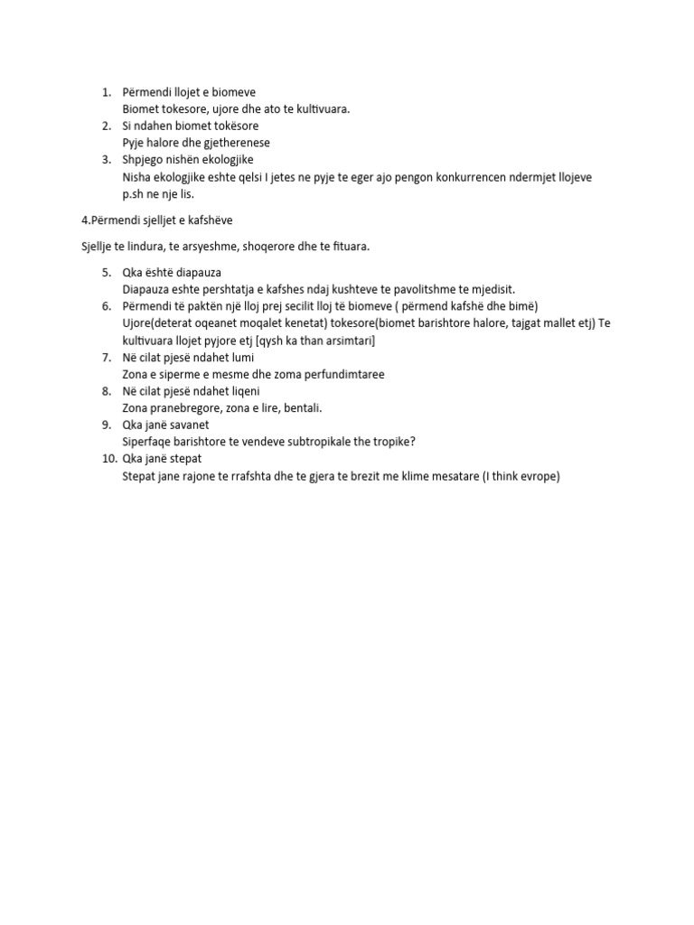 Përmendi Llojet e Biomeve | PDF