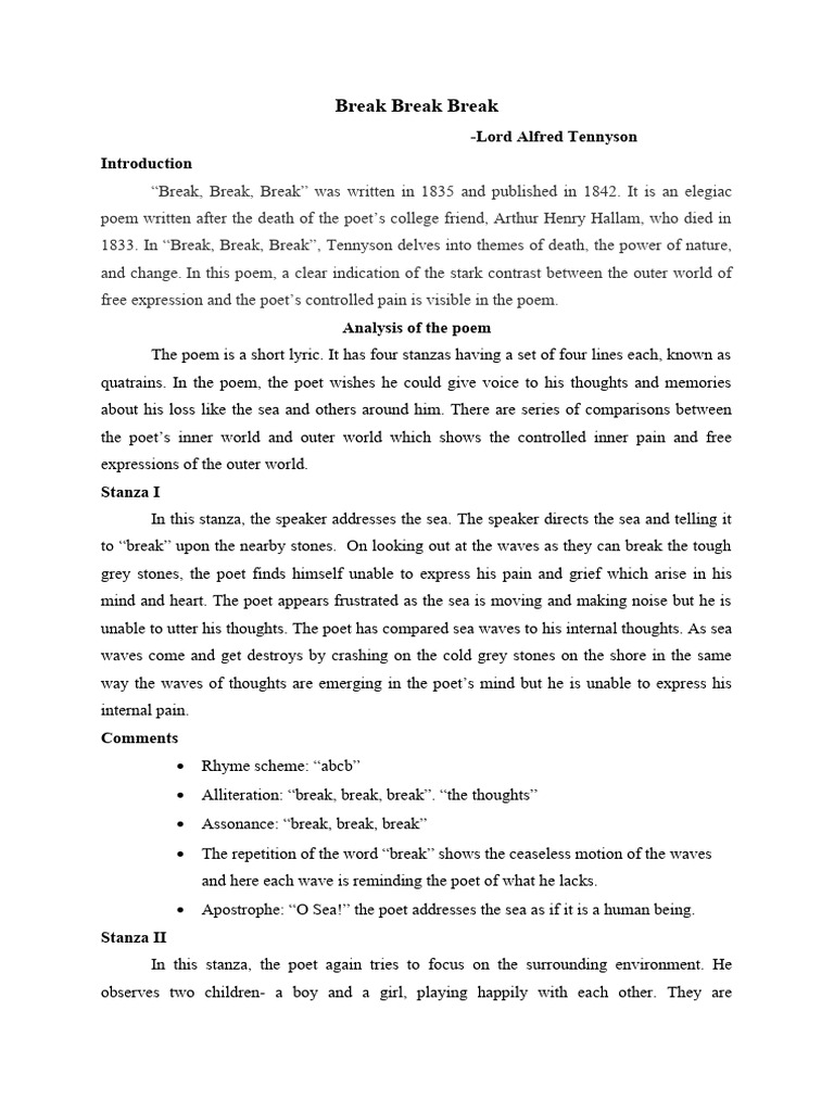 Break Break Break | PDF | Poetry