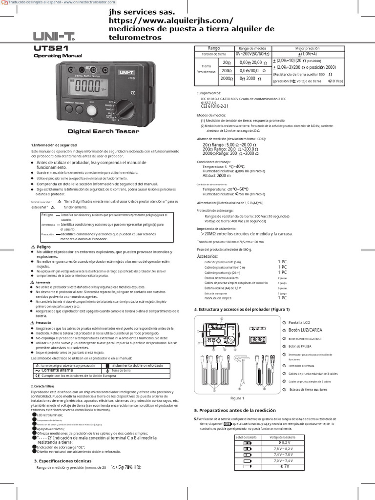 UT521-Manual en Español | PDF | Cambiar | Resistencia Eléctrica y ...