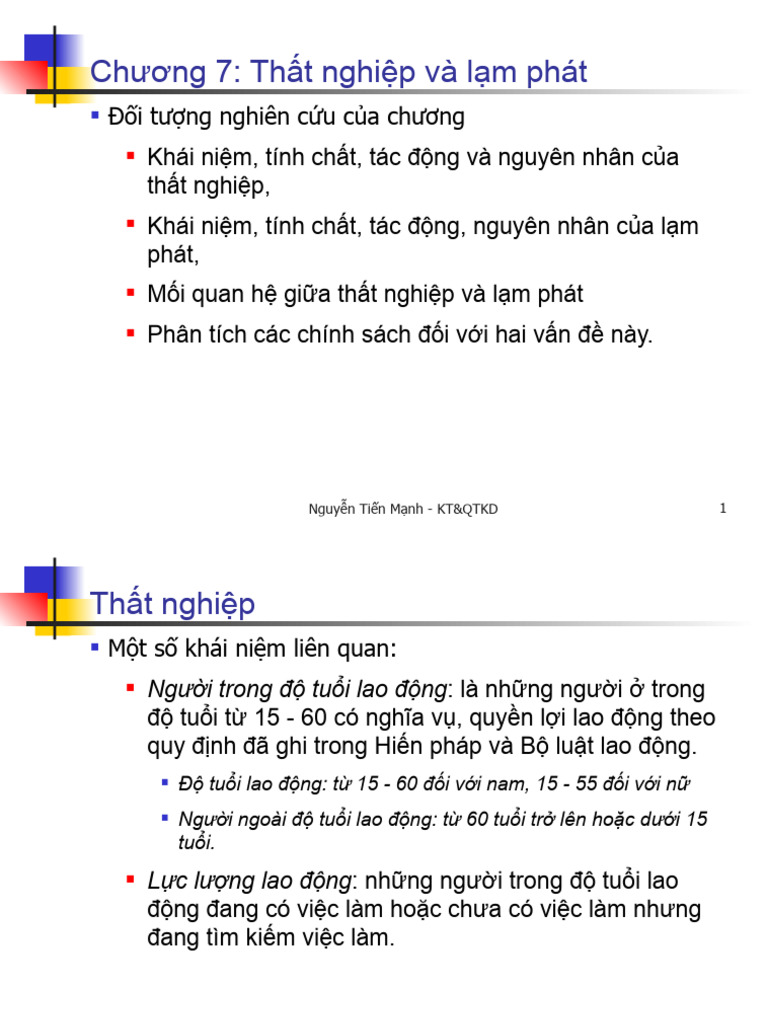 KTVM - Chuong 7. Thất Nghiệp Và Lạm Phát | PDF