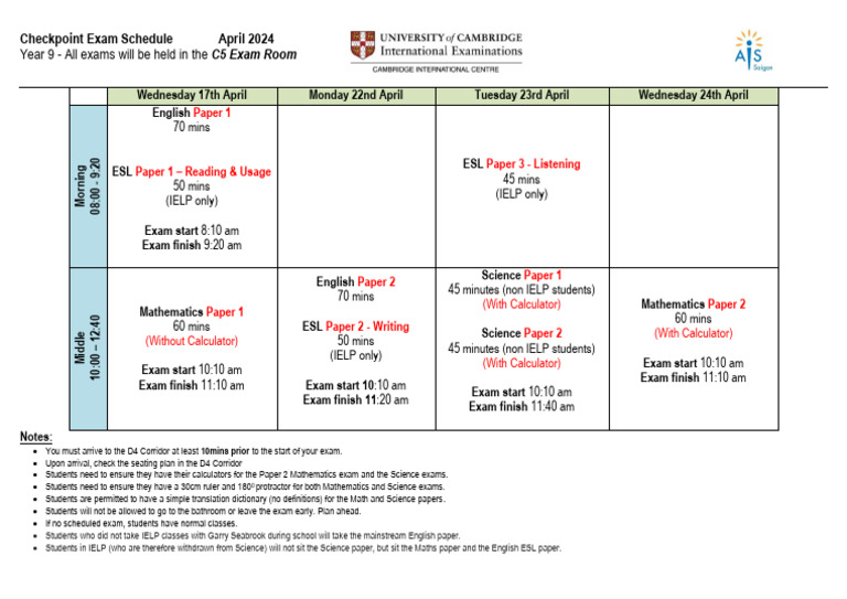 Checkpoint Exam Schedule April 2024 | PDF | Applied Linguistics ...