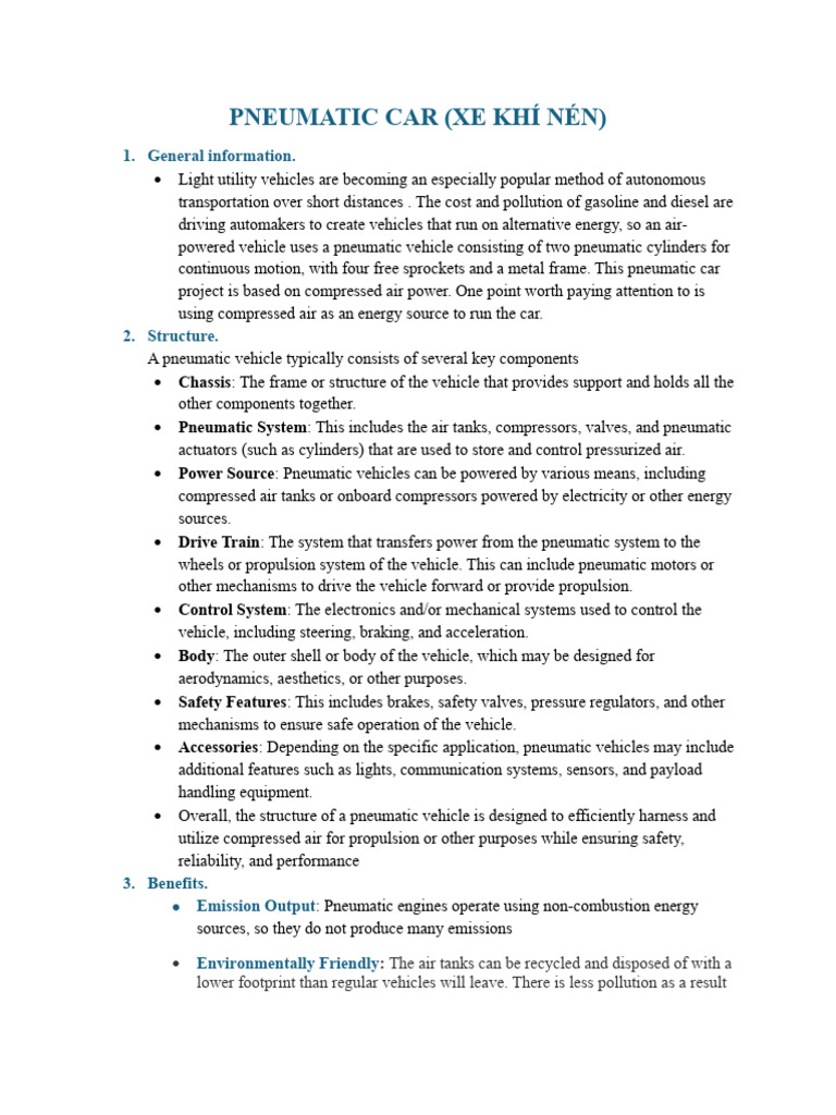 PNEUMATIC-CAR | PDF | Vehicles | Car