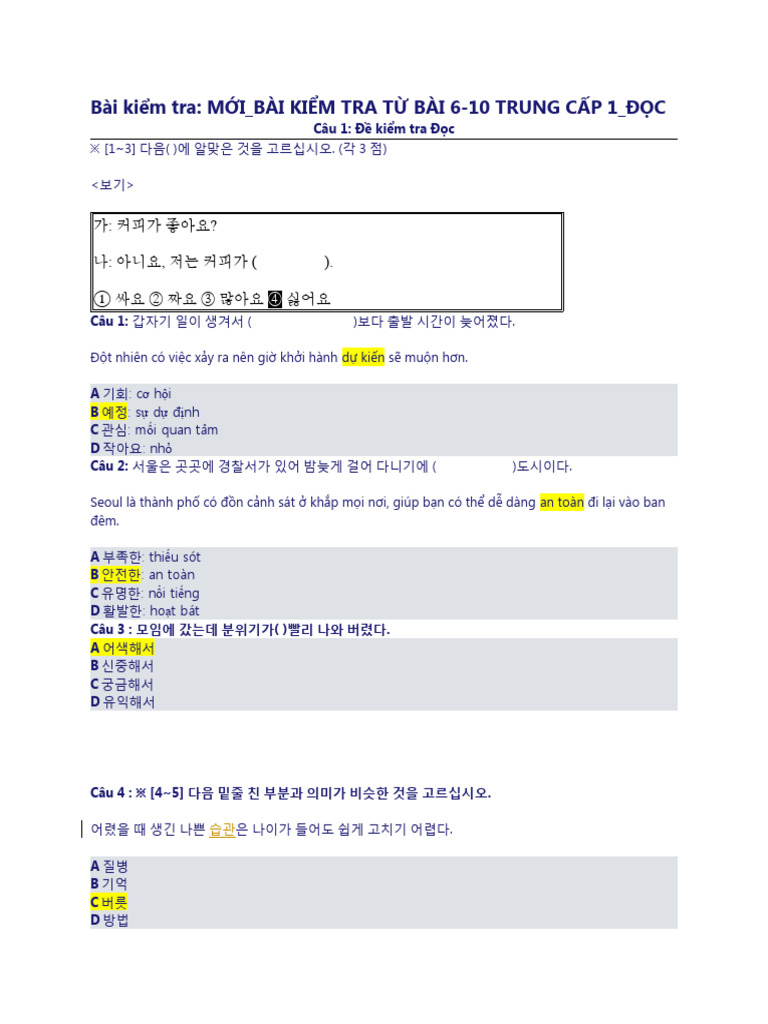 BKT TC1 ĐỌC 6 - 10 | PDF