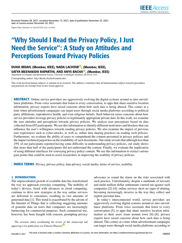 Why Should I Read The Privacy Policy, I Just Need The Service | PDF ...