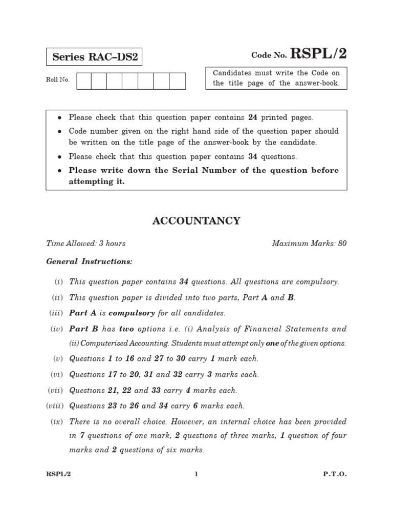 Accountancy 12 Set 2 DS2 | PDF | Revenue | Fixed Asset