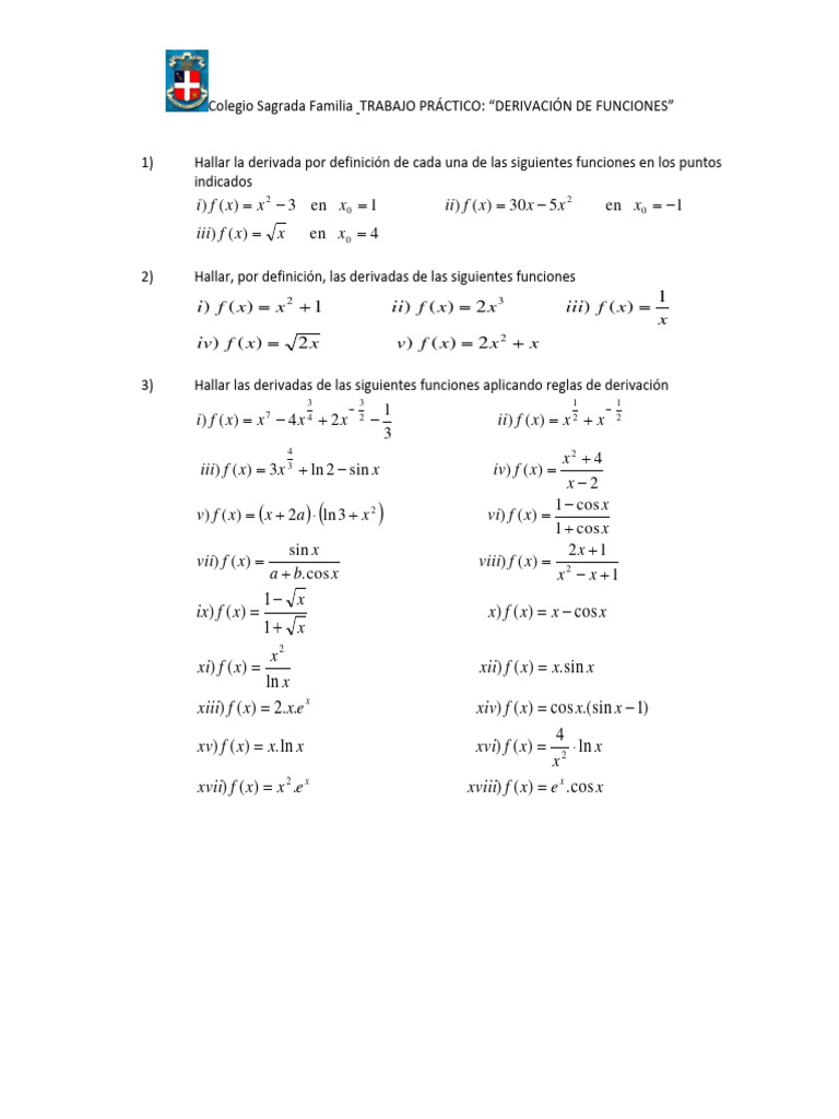 TP Derivadas Estudio Funcion Safa | PDF | Línea (geometría) | Pendiente
