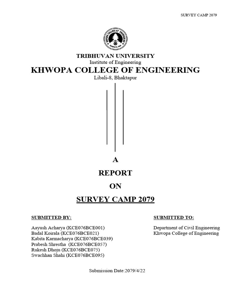 Survey Camp Report 2079: Civil Engineering | PDF | Surveying | Topography