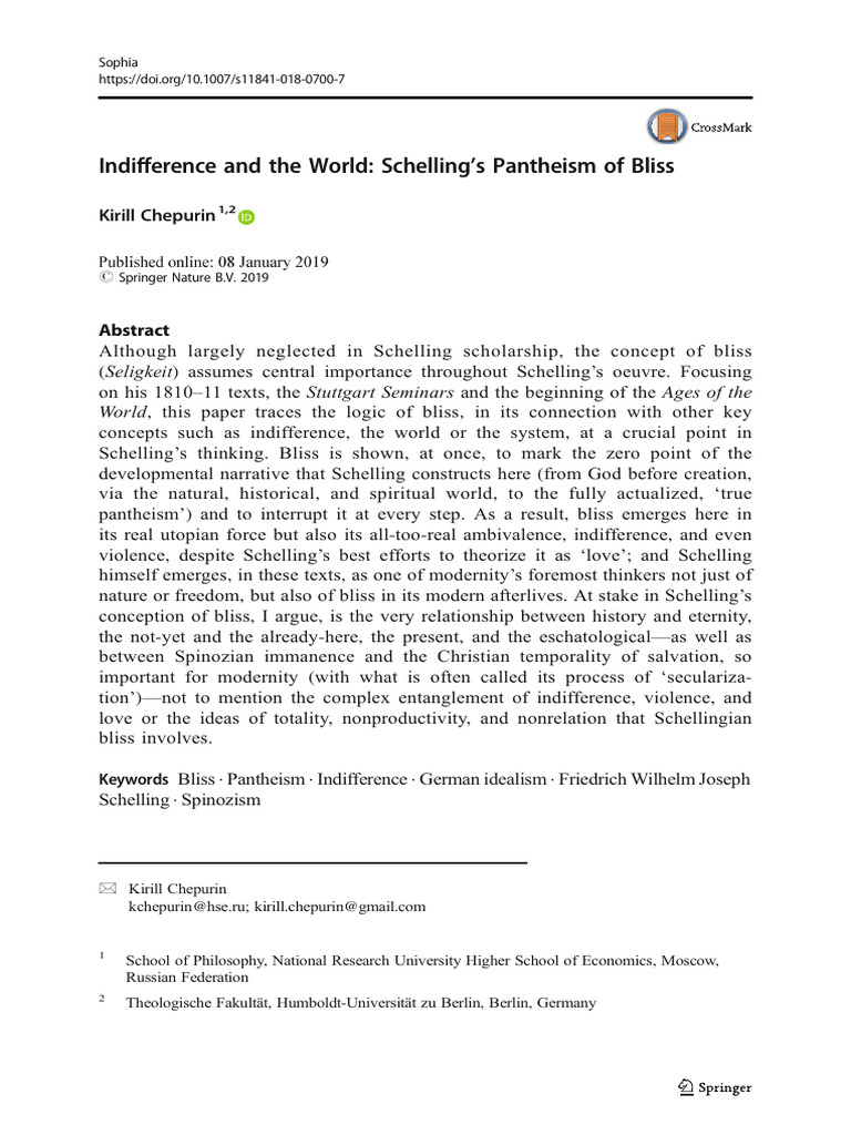 Chepurin - Indifference and The World - Schelling's Pantheism of Bliss ...