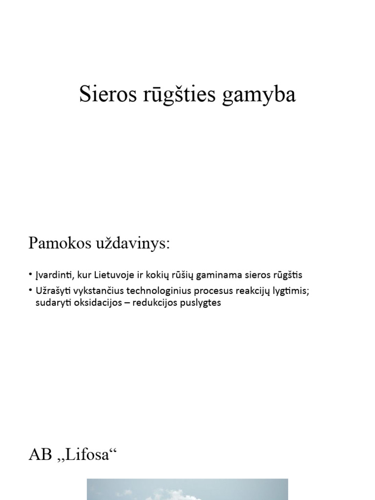 Sieros Rūgšties Gamyba | PDF