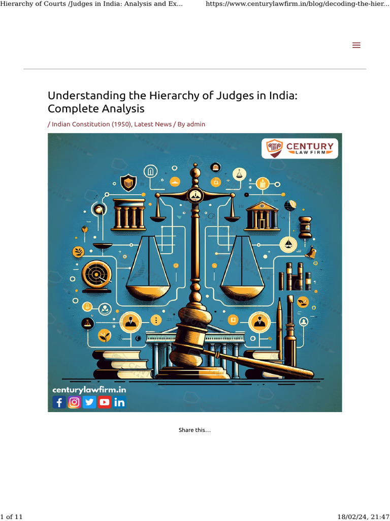 Hierarchy of Courts _Judges in India Analysis and Explanation | PDF | Supreme Courts | Judge