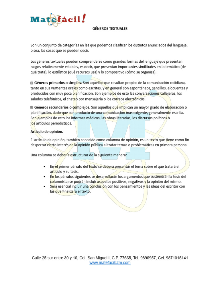 Géneros Textuales: Tipos y Estructuras | PDF