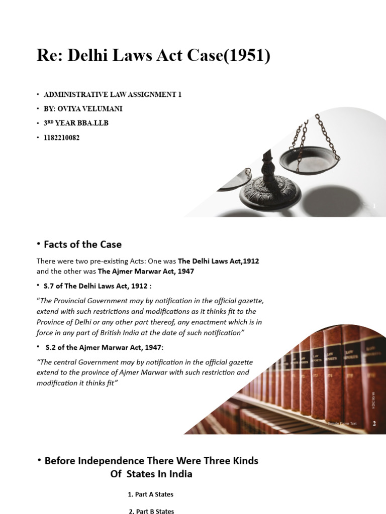 Delhi Laws Act Case Analysis (1951) | PDF | Legislature ...