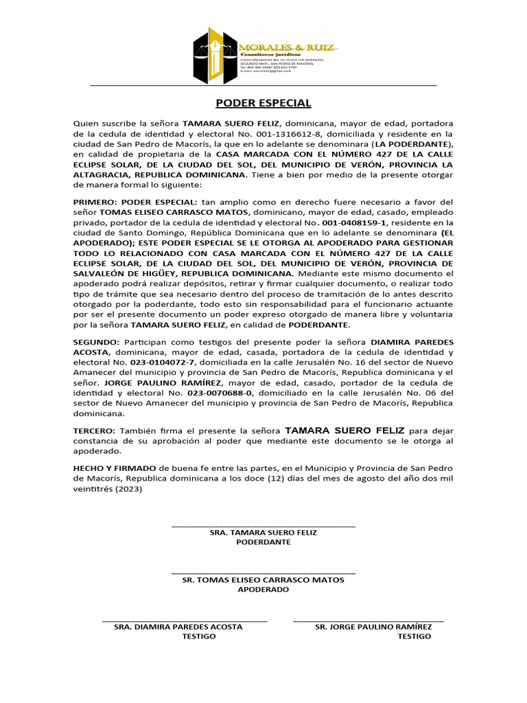 Poder Especial INGRID LISSETTE CARRASCO SUERO PDF | PDF | República ...