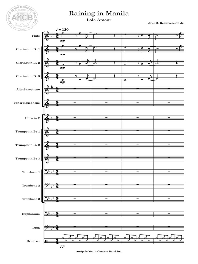 Raining in Manila (Concert Band) Arr R Resurreccion JR - Watermark | PDF | Musical Compositions ...