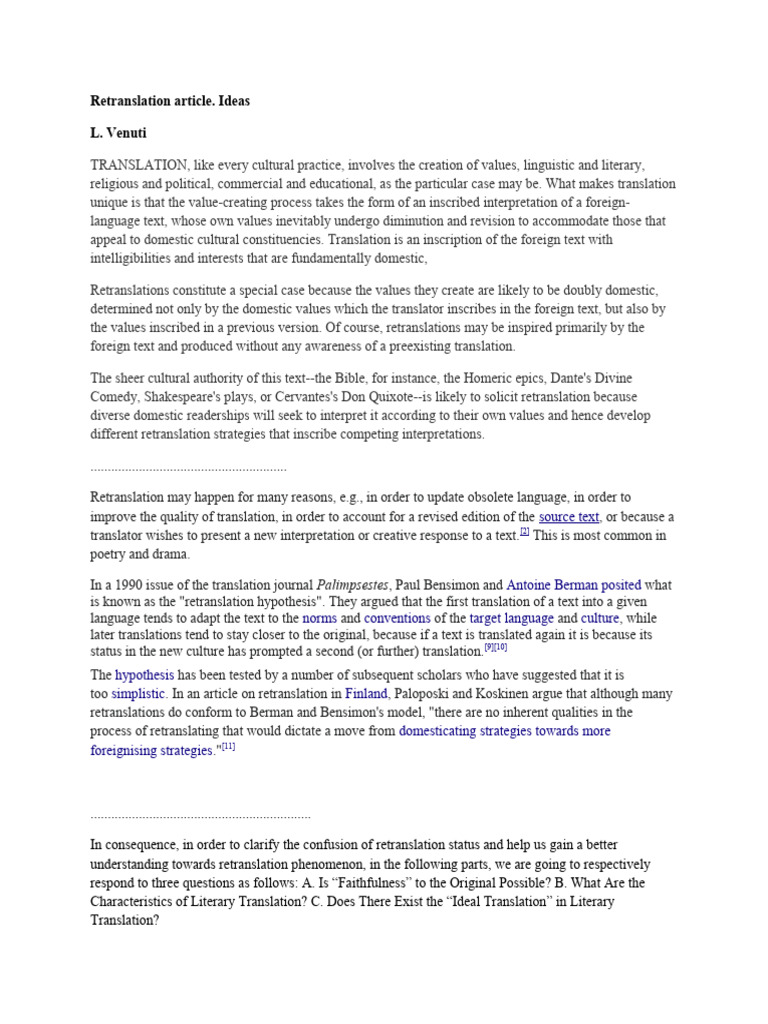 Retranslation Article | PDF | Translations | Interpretation (Philosophy)